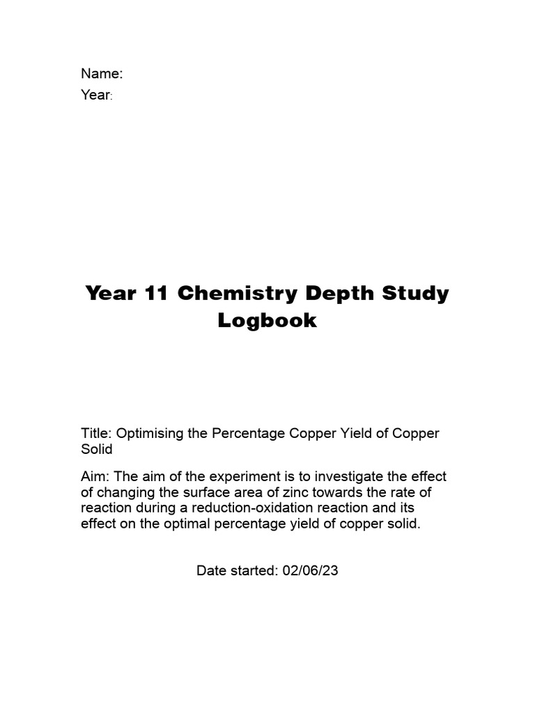 3. Depth Study Logbook | PDF