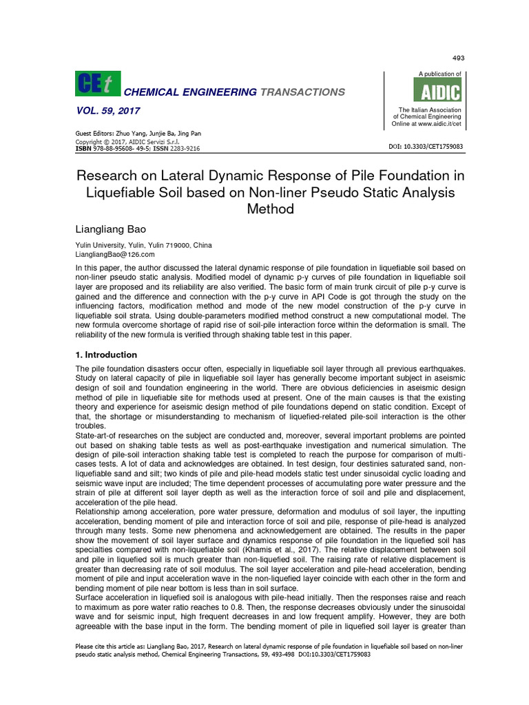 Bao - 2017 - Research On Lateral Dynamic Response of Pile Foundation in Liquefiable Soil Based ...