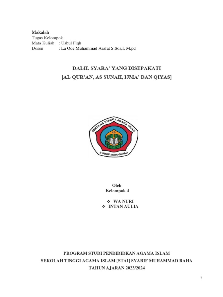 Dalil Syara' dalam Ushul Fiqh Islam | PDF | Agama & Spiritualitas