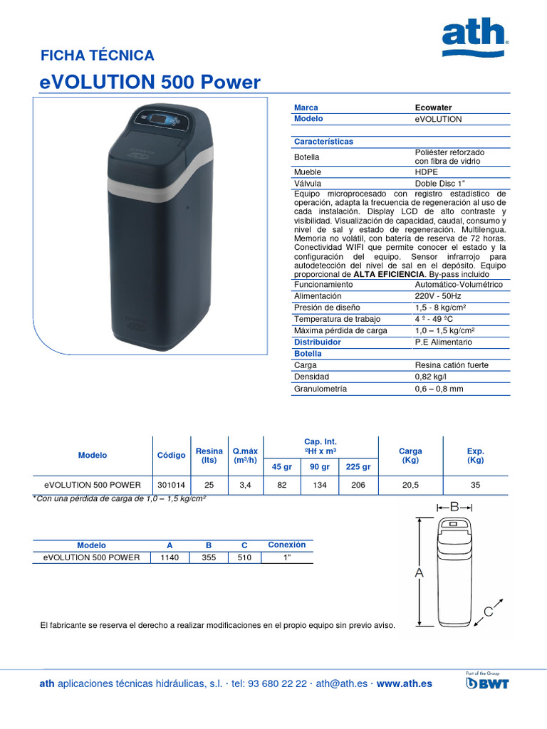 datos-tecnicos-ath-evolution-500-power | PDF | Bienes manufacturados ...