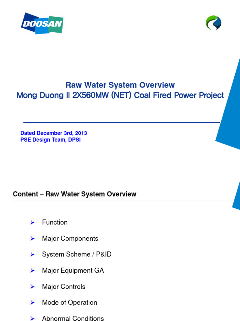 Raw Water System Overview | PDF