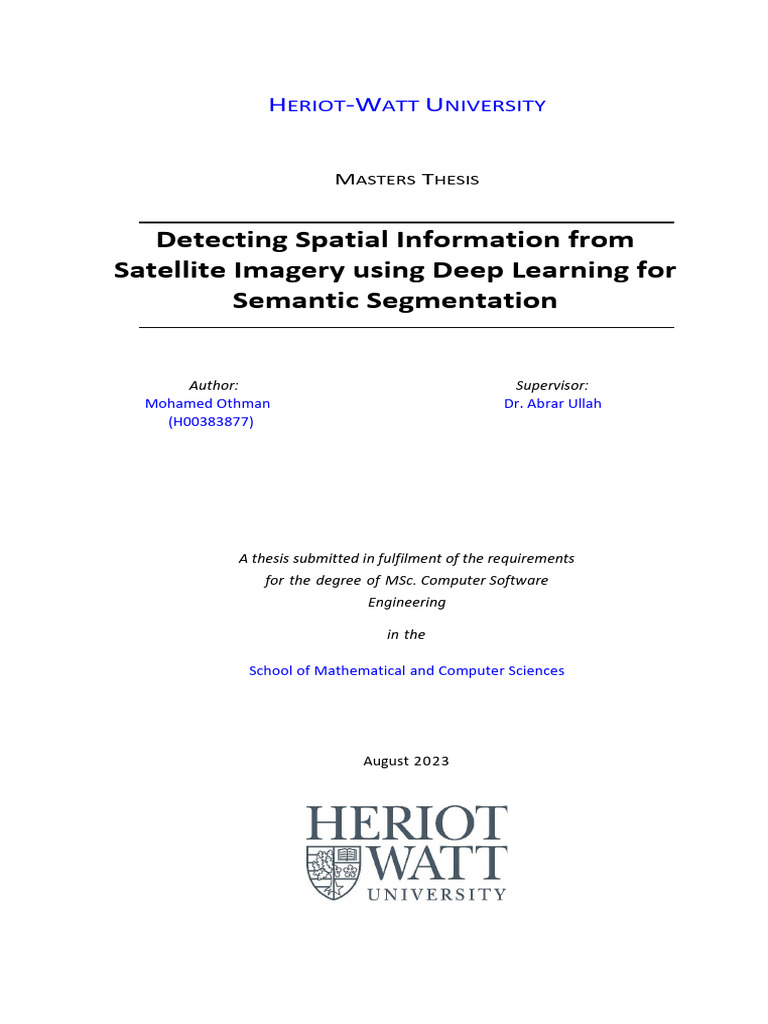 Detecting Spatial Information From Satellite Imagery Using Deep Learning For Semantic