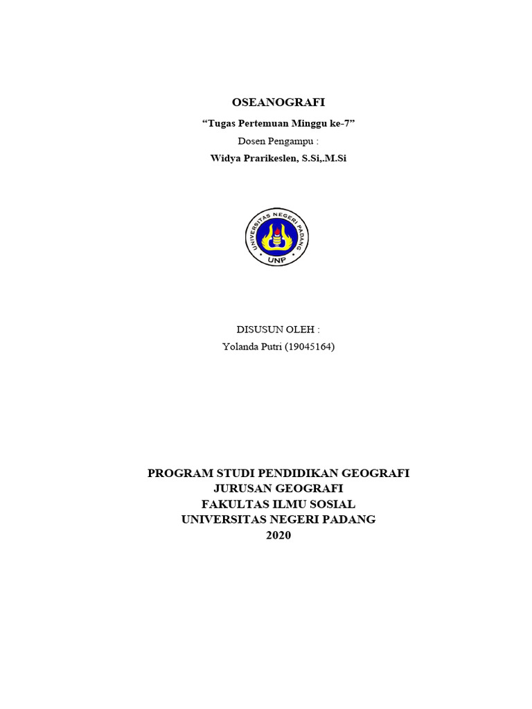 Yolanda Putri - 19045164 - Tugas Pertemuan Ke 6 - Konsep Lereng Benua - Oseanografi | PDF