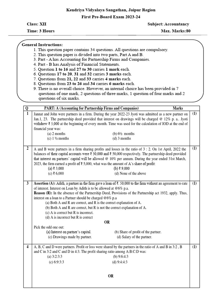 Accountancy Xii QP Set 3 | PDF | Balance Sheet | Book Value