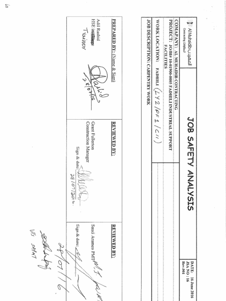 JSA - Carpentry Work | PDF