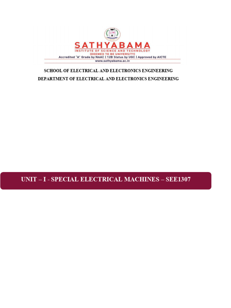 Special Electrical Machines | PDF Special Electrical Machines | PDF