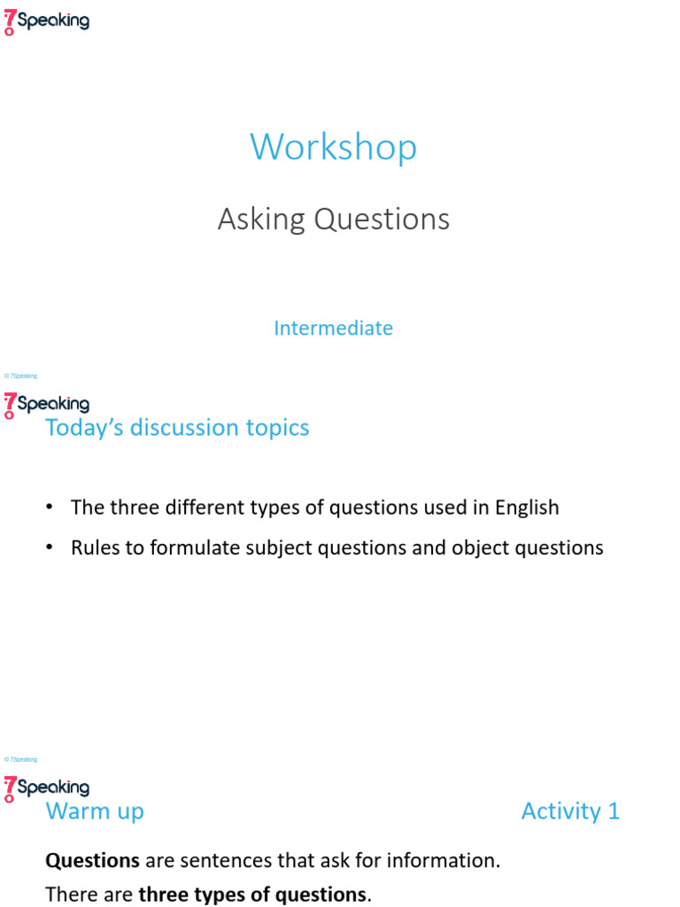 WSD 13.2 Asking Questions FINAL | PDF | Question | Grammatical Tense