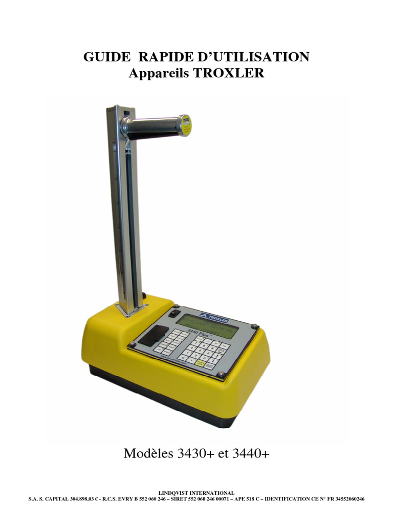 Guide d'utilisation du Troxler 3440 Plus | PDF | Radioactivité ...