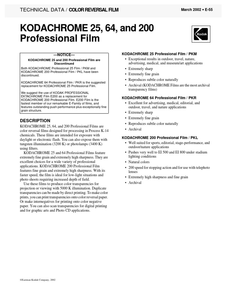 Kodachrome | PDF | Exposure (Photography) | Film Speed