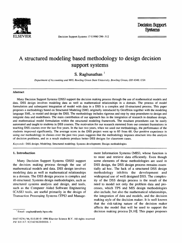 1996 - Structured Modeling To Design DSS | Download Free PDF | Methodology | Decision Support System
