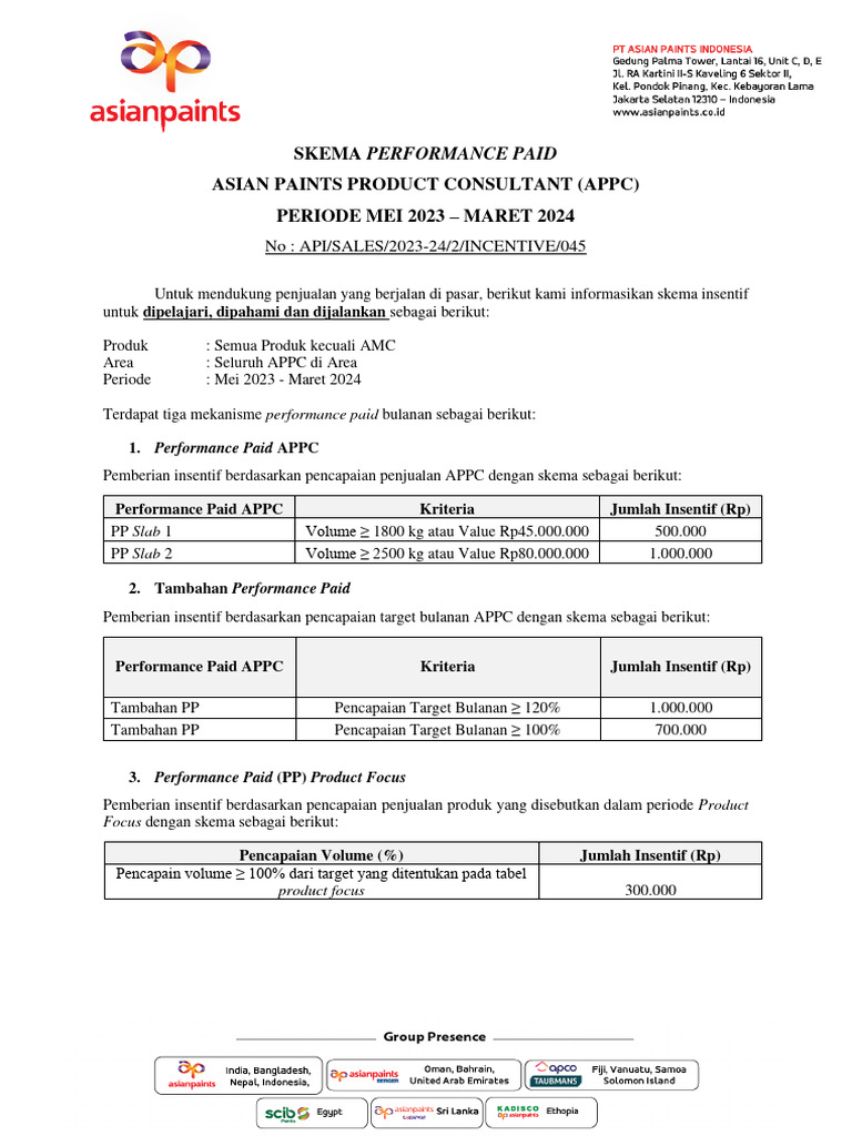 045.skema Performance Paid APPC Mei 2023 - Maret 2024 | PDF