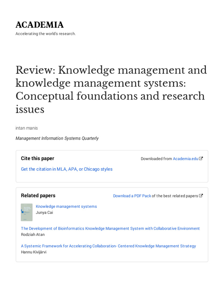 Knowledge Managment Systems | PDF