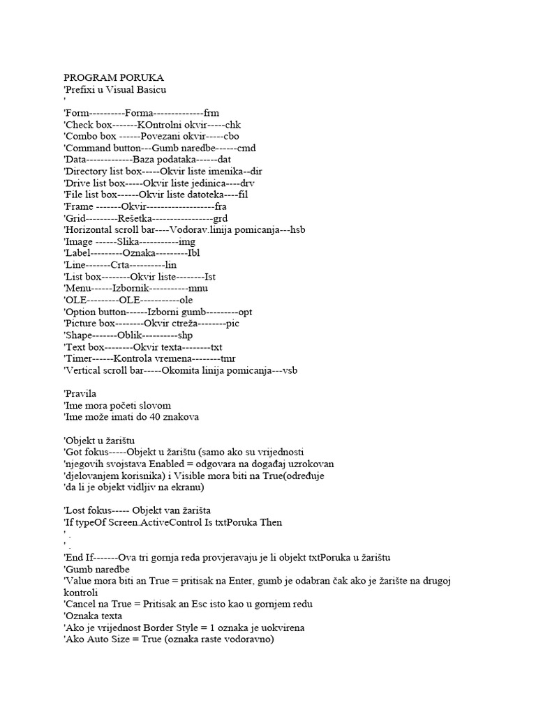 Prefiksi U Visual Basicu | PDF