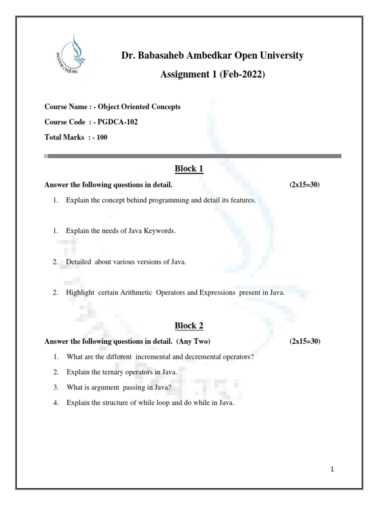 Pgdca 102 | Download Free PDF | Java (Programming Language) | Class (Computer Programming)