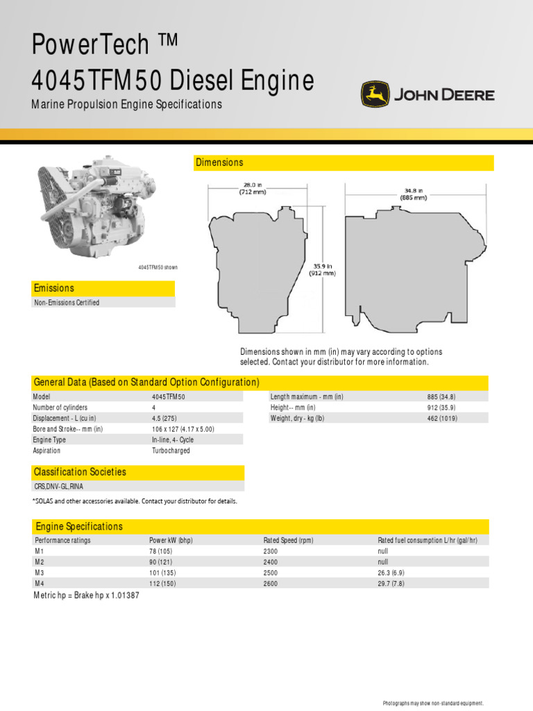 John Deere 4045tfm50 - C | PDF | Horsepower | Engines