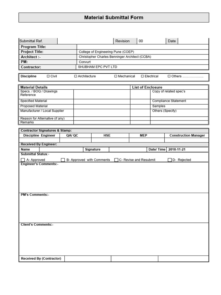 2 Material Submittal Form | PDF