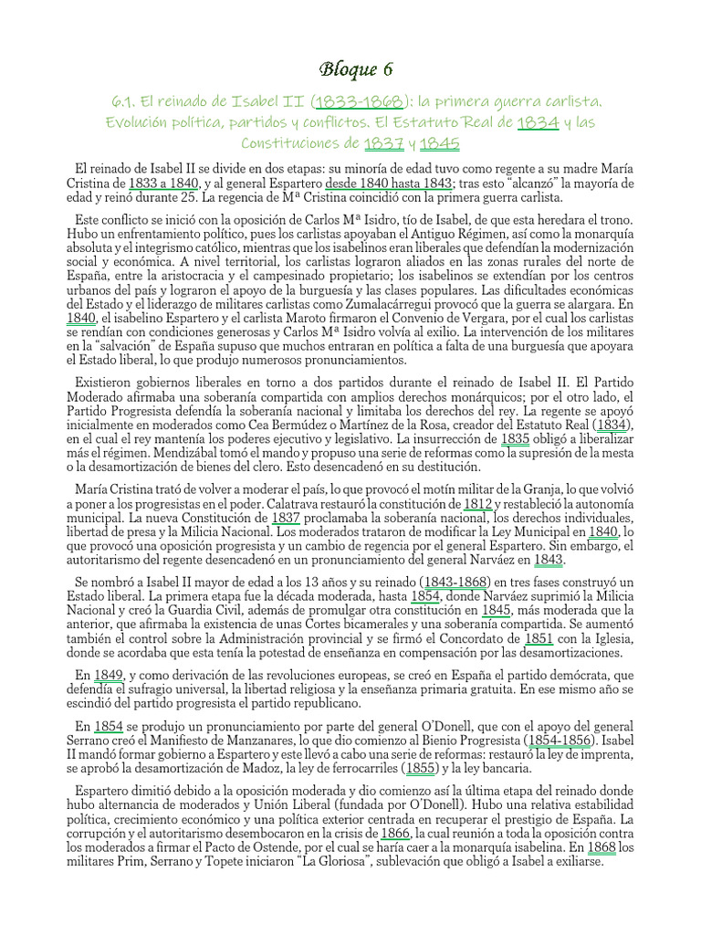 Bloque 6 Historia de España | PDF | Gobierno | Gobierno de españa