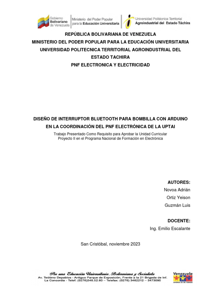 INTERRUPTOR BLUETOOTH CON ARDUINO (ADRIAN) | PDF | Ingenieria Eléctrica ...