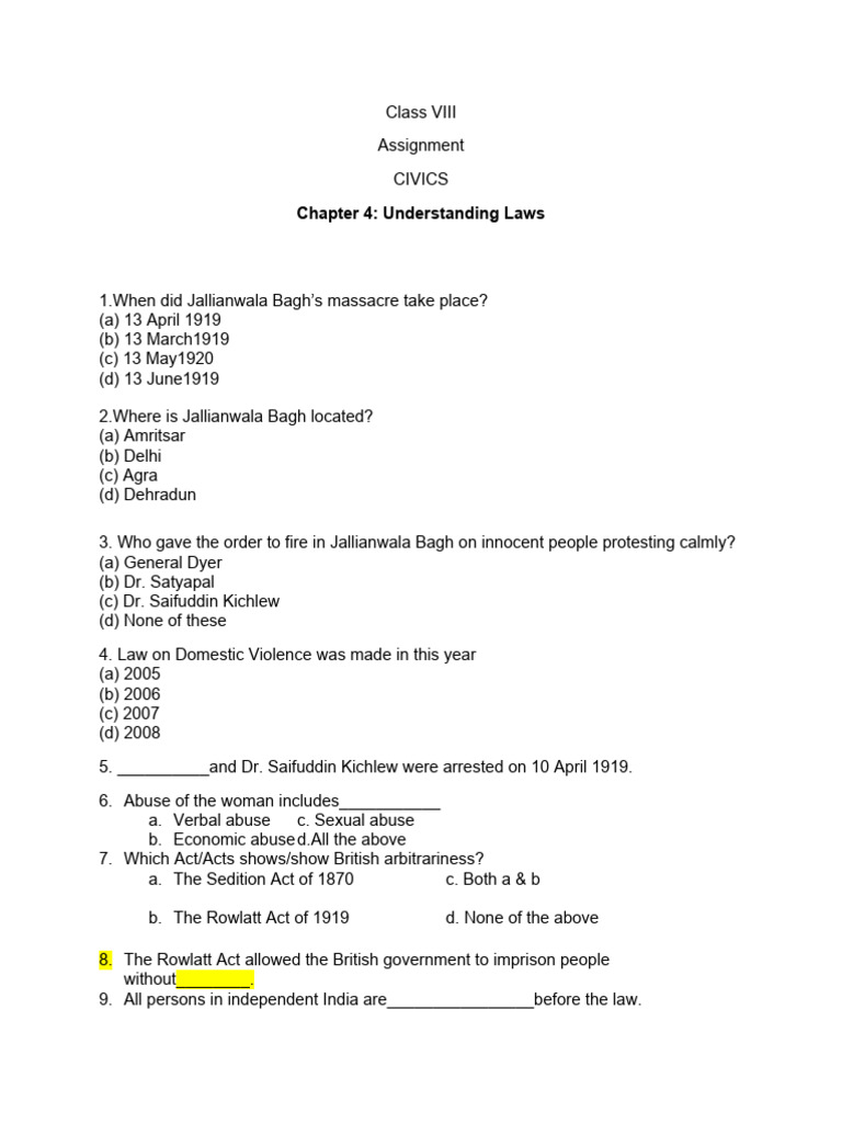 Ch.4 Understanding Laws Assignment | PDF | Injustice | Government