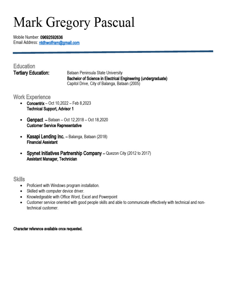 CV - Mark Gregory Pascual | PDF