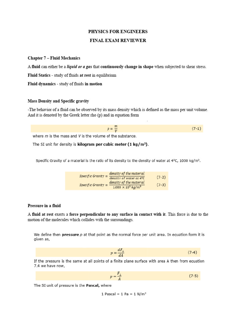 Physics For Engineers Final Exam Reviewer | PDF