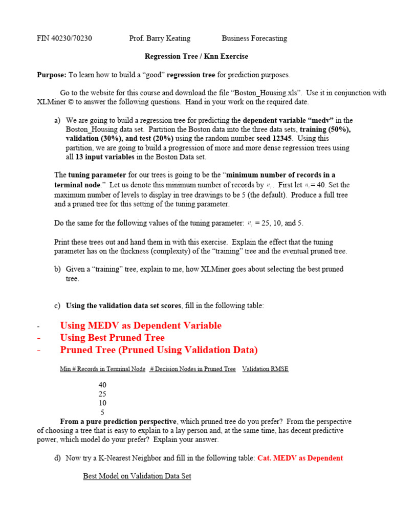 Regression Tree Exercise | PDF