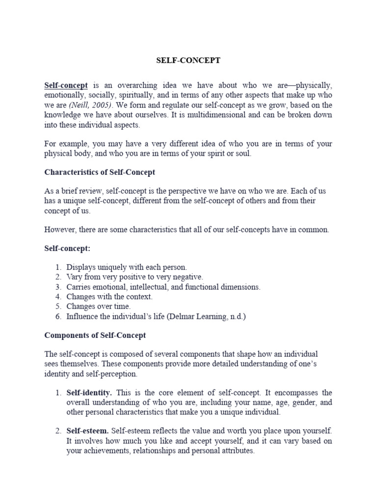 Self Concept Lesson | PDF