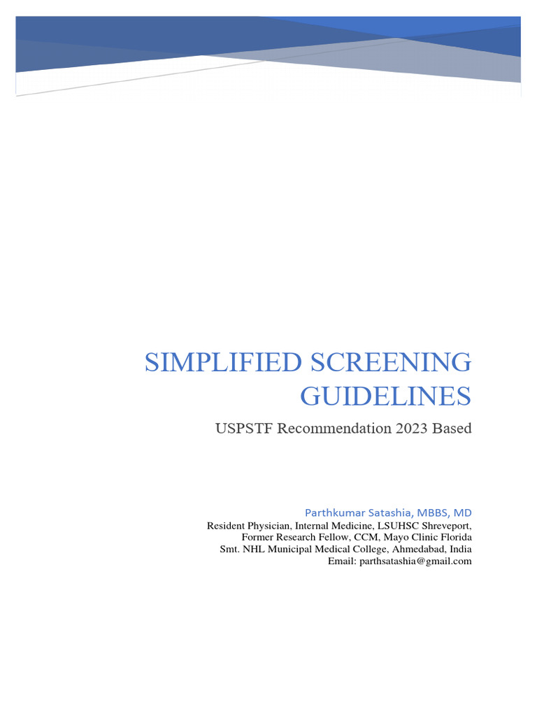 Simplified Screening Guidelines 2023 | PDF