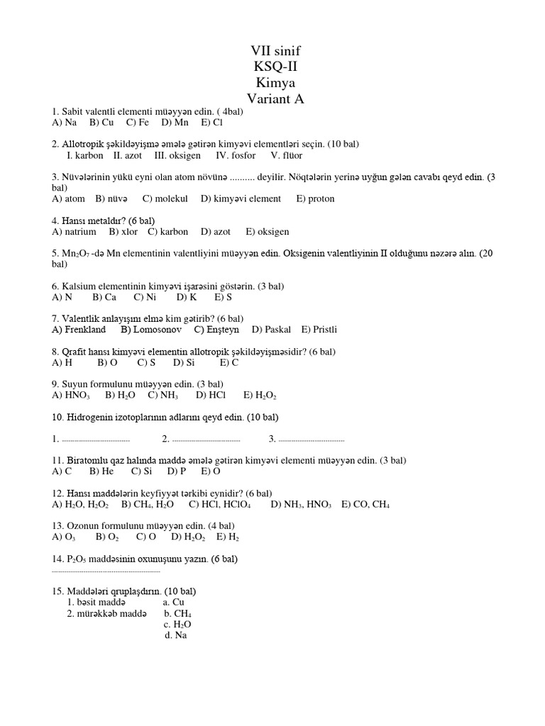 7-Ci sinif-KSQ2-A Var | PDF