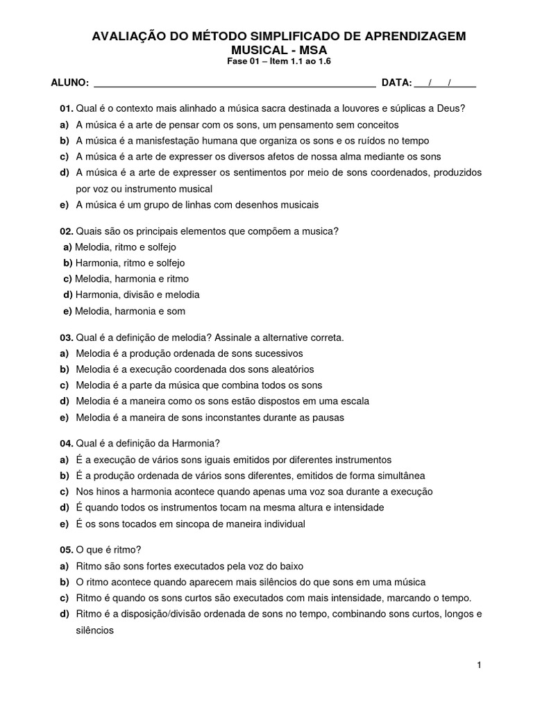 AVALIAÇÃO - FASE 01 - MSA - Rev.01 | PDF