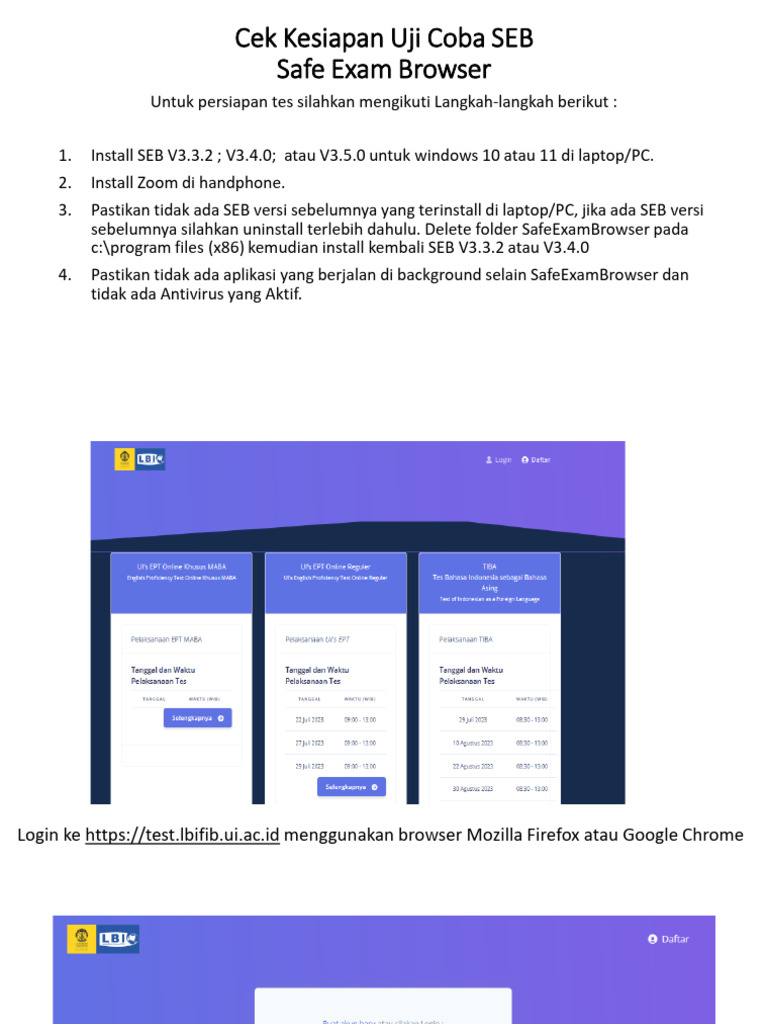 Cek Kesiapan Uji Coba SEB Safe Exam Browser | PDF