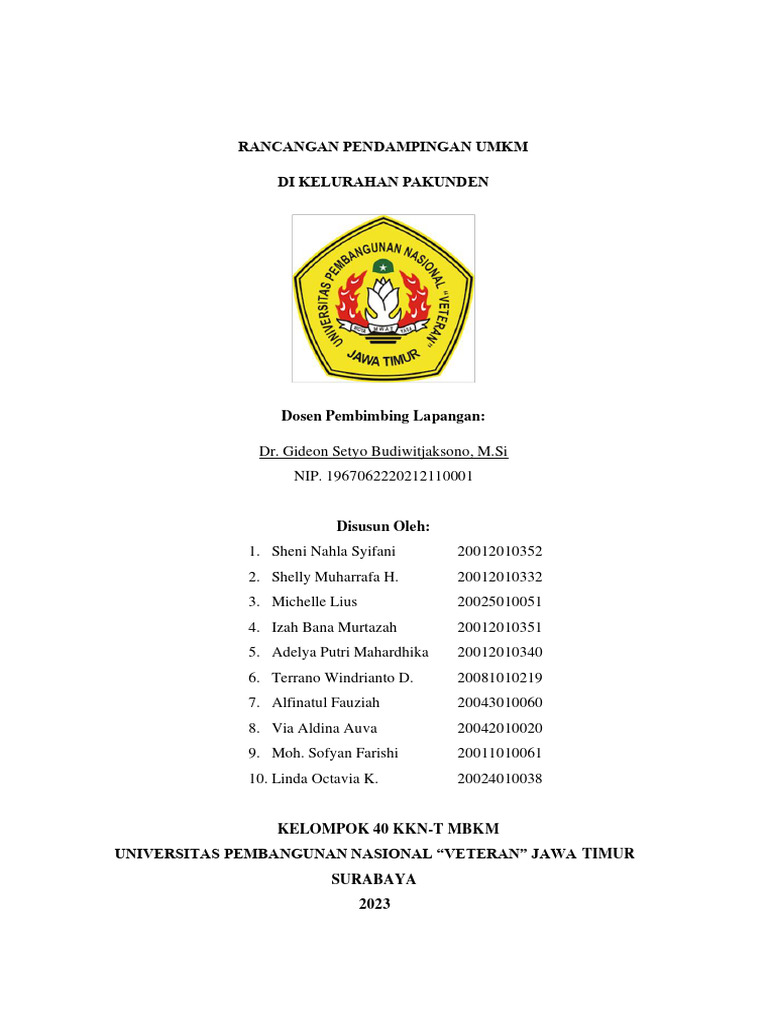 Kel 40 - Rancangan Pendampingan UMKM | PDF | Bisnis