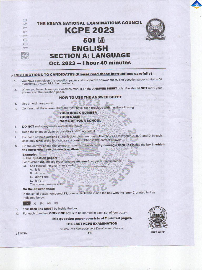 Eng Kcpe 2023 | PDF