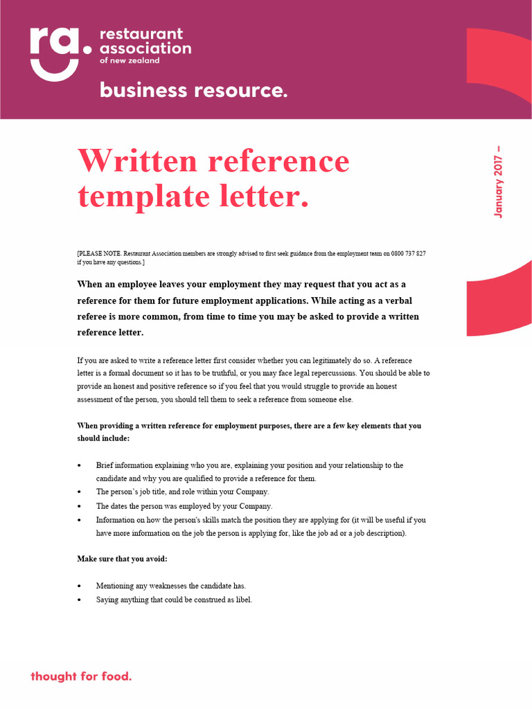 Written Reference Template | PDF | Employment