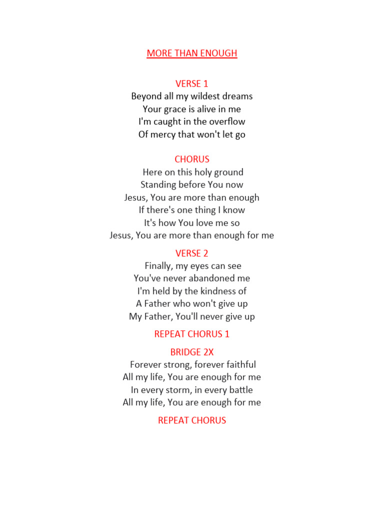 Jesus, You Are More Than Enough | PDF