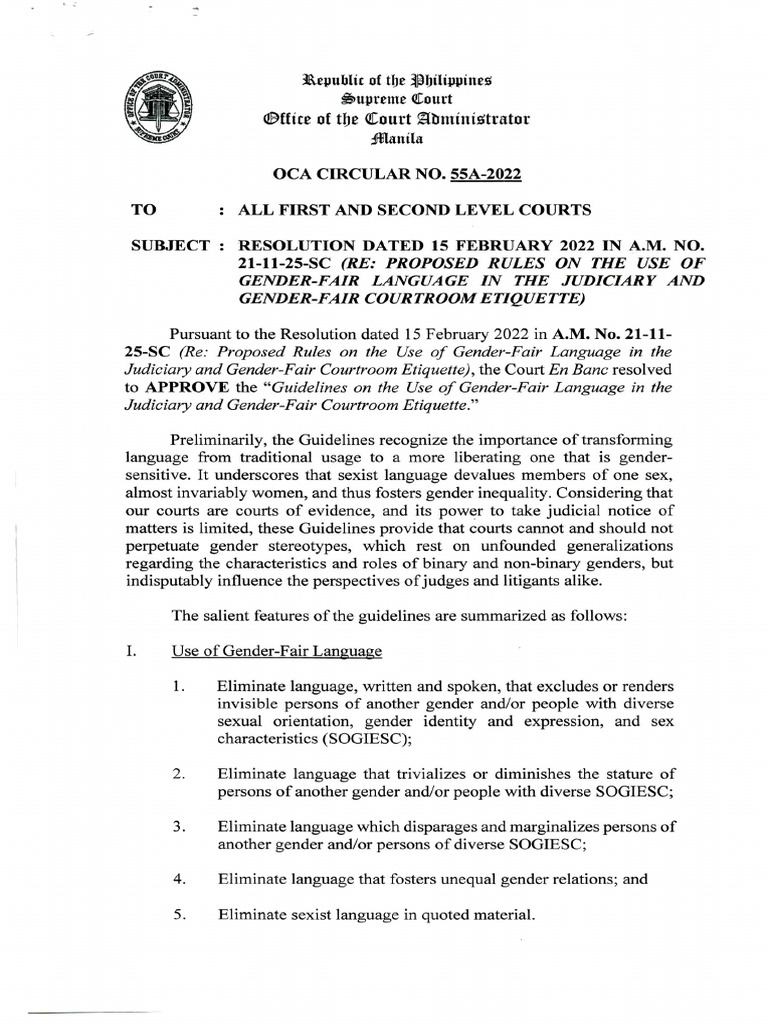 OCA Circular No. 55 2022 A | PDF