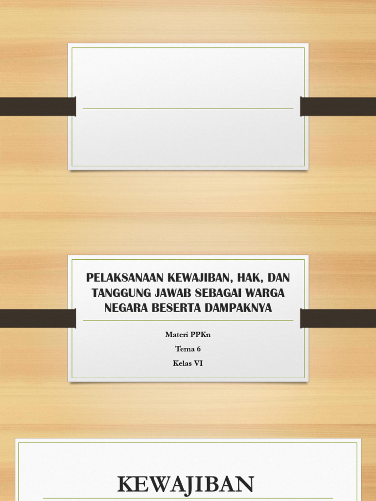 PPKN TEMA 6 - PELAKSANAAN KEWAJIBAN, HAK, DAN TANGGUNG JAWAB | PDF