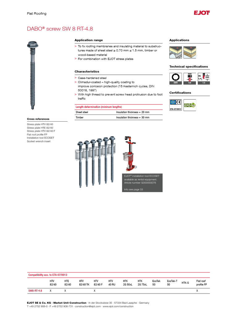 EJOT-pds-sw-8-rt-4-8-EN SURUB CU CALOTA PENTRU ACOPERIS CU PROFIL ...