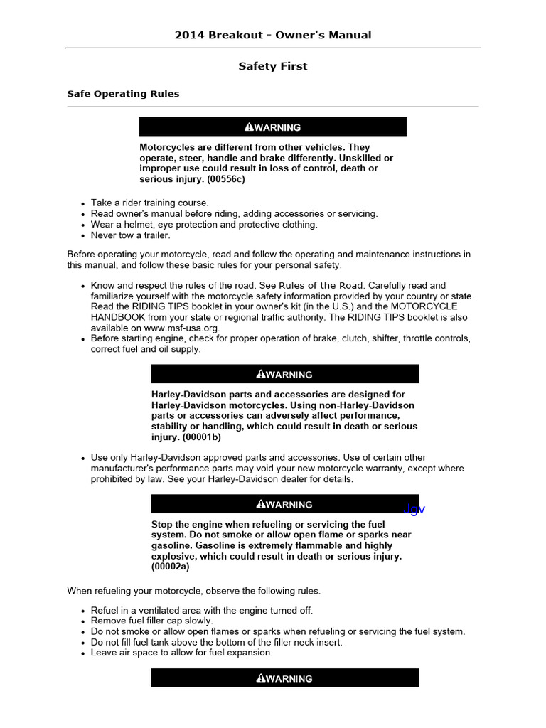 2014 Harley Davidson Breakout 5 | PDF | Motorcycle | Tire