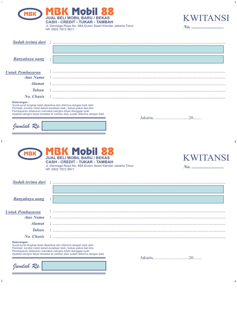 Nota Mobil | PDF | Bisnis | Pengelolaan Keuangan & Uang