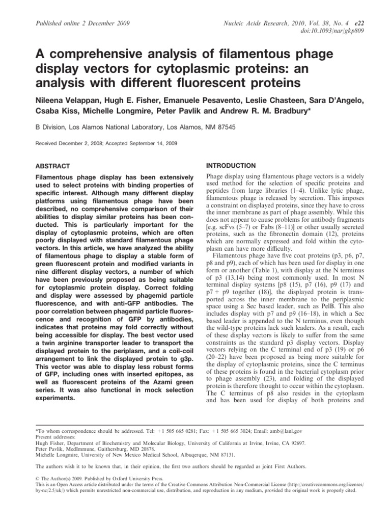A Comprehensive Analysis of Filamentous Phage 2009 | PDF | Polyclonal B ...