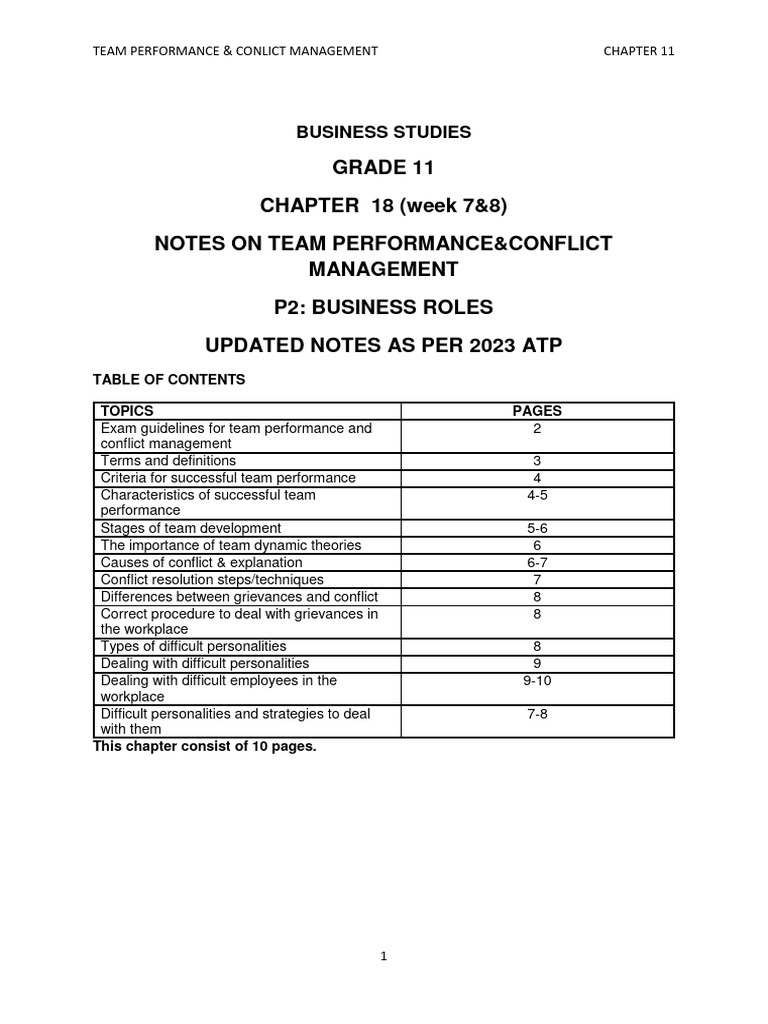 Team Performance & Conflict Management | PDF | Goal | Interpersonal ...