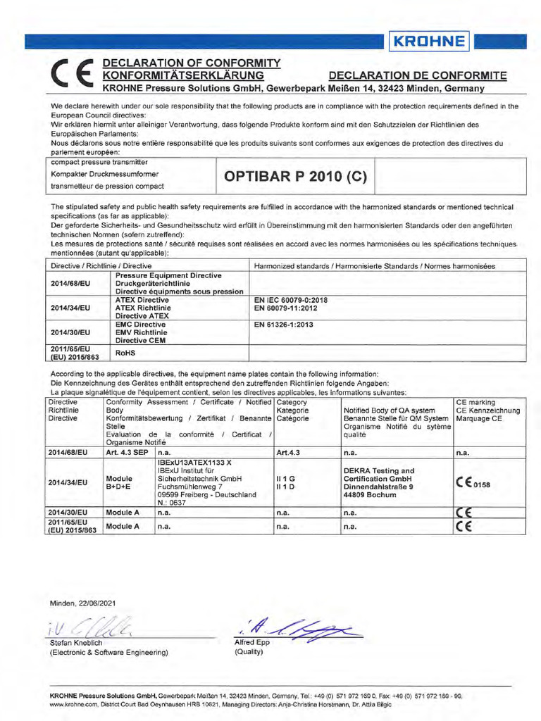 AP OPTIBAR-P-2010C DoC Multi 210622 | PDF