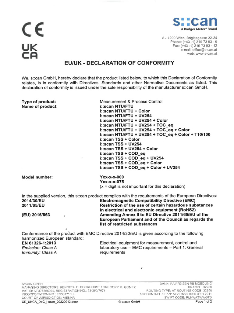 CE UKCA DoC I-Scan 20220913 | PDF