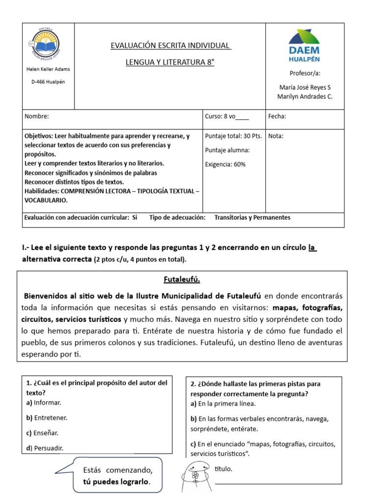 Prueba Comprensión Octavo para Todas | PDF | Residuos