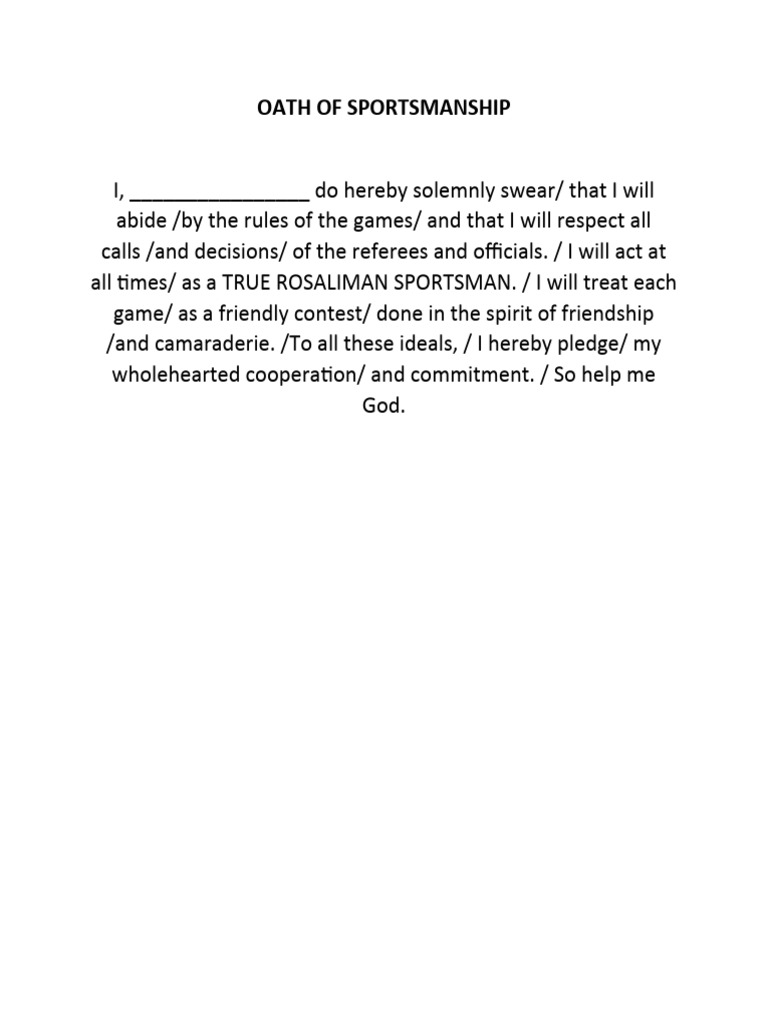 Oath of Sportsmanship | PDF