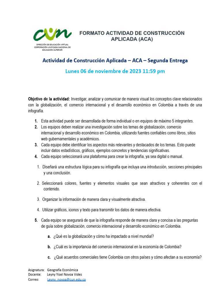 Actividad de Construcción Aplicada ACA2 | PDF | Globalización | Infografia