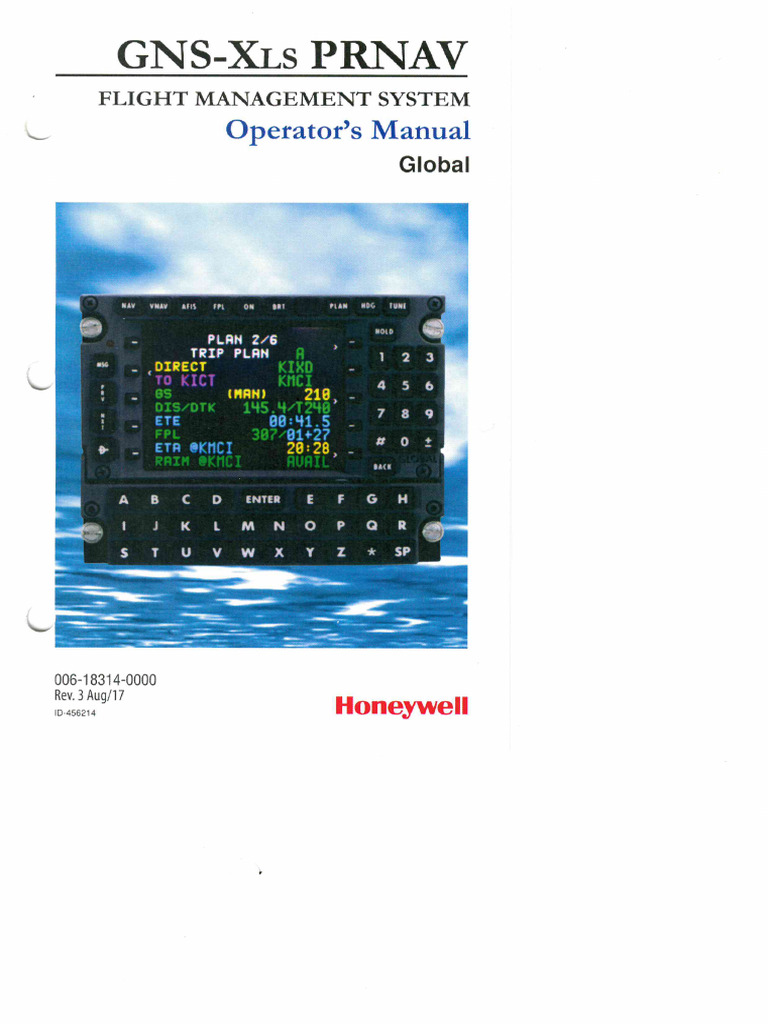 GNS-XLS PRNAV - Flight Management System - Operator's Manual | PDF