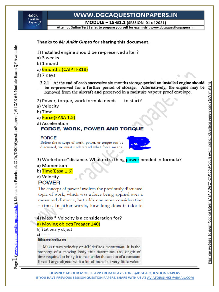 Module 15 Mock Test for DGCA Exams 2021 | PDF | Mechanical Engineering ...