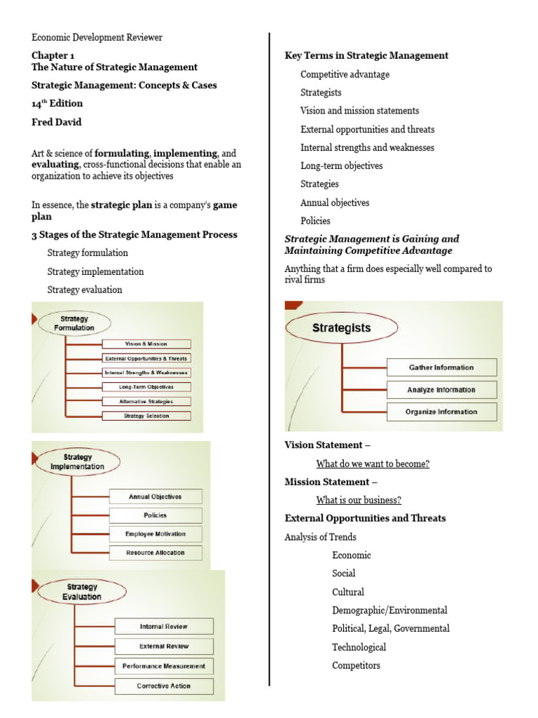 Economic Development Reviewer Chapter 1-4 | PDF | Strategic Management | Chief Financial Officer